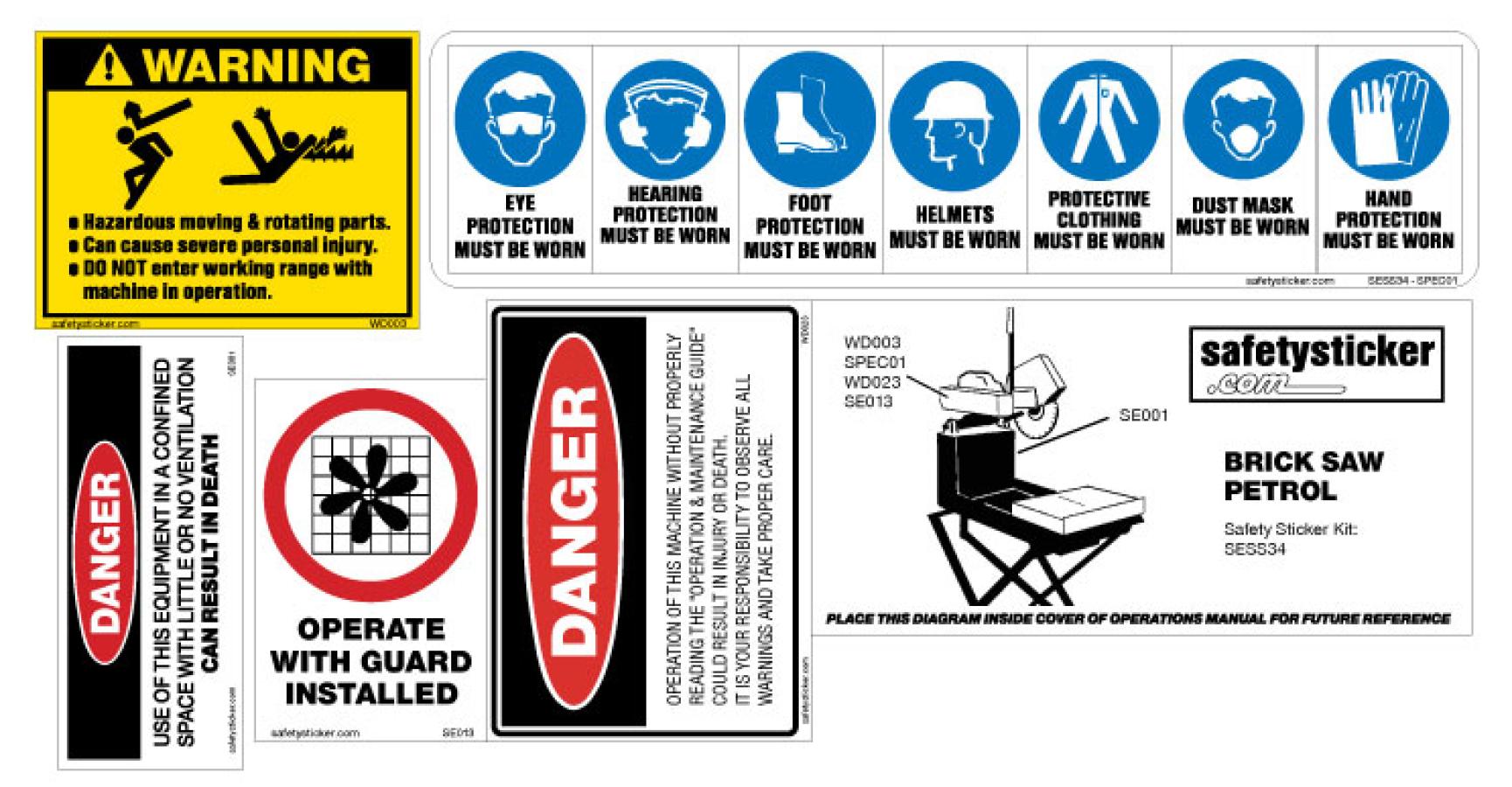 Brick Saw Petrol | Safety Stickers | Safety Decals