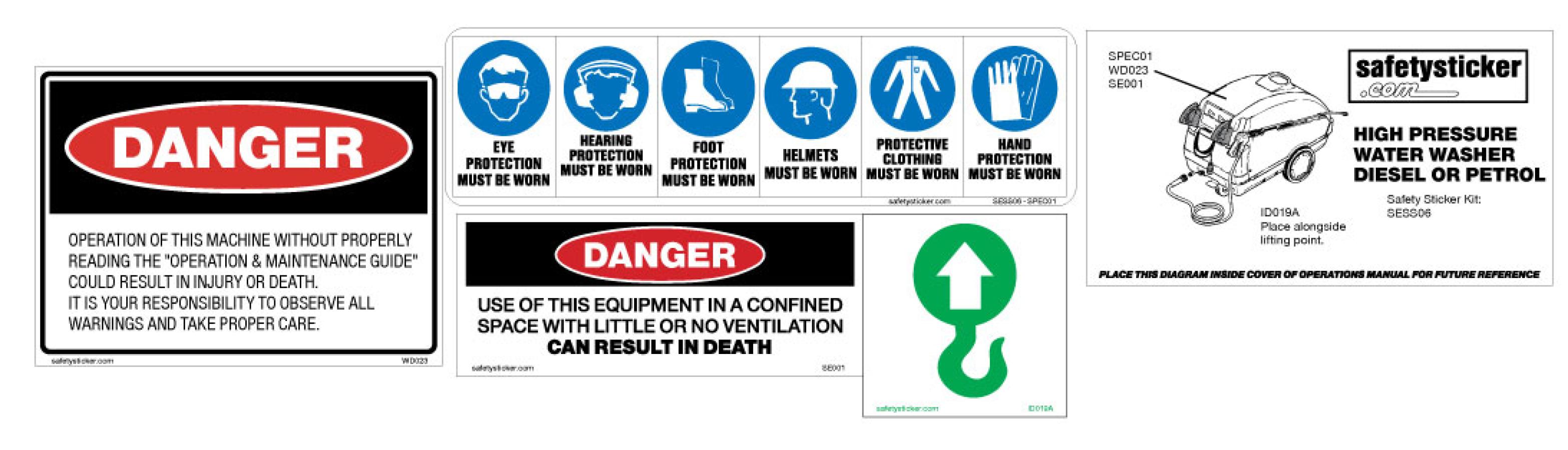 High Pressure Washer | Safety Stickers | Safety Decals