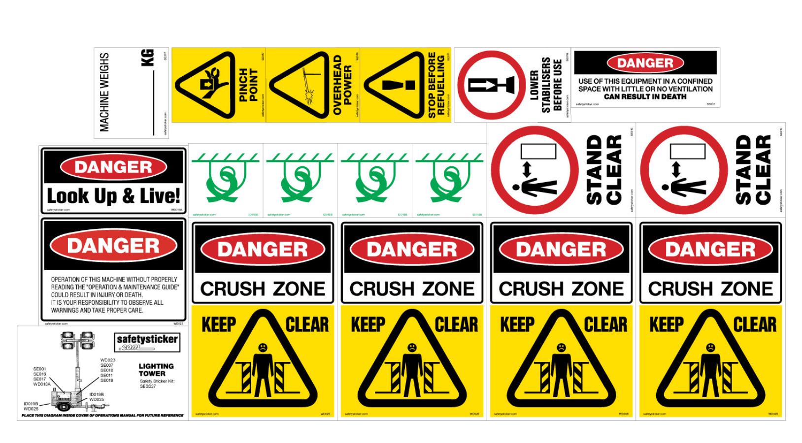 Lighting Tower | Safety Stickers | Safety Decals