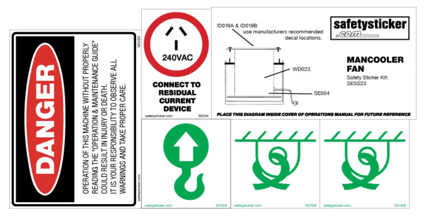 Mancooler Fan | Safety Stickers | Safety Decals