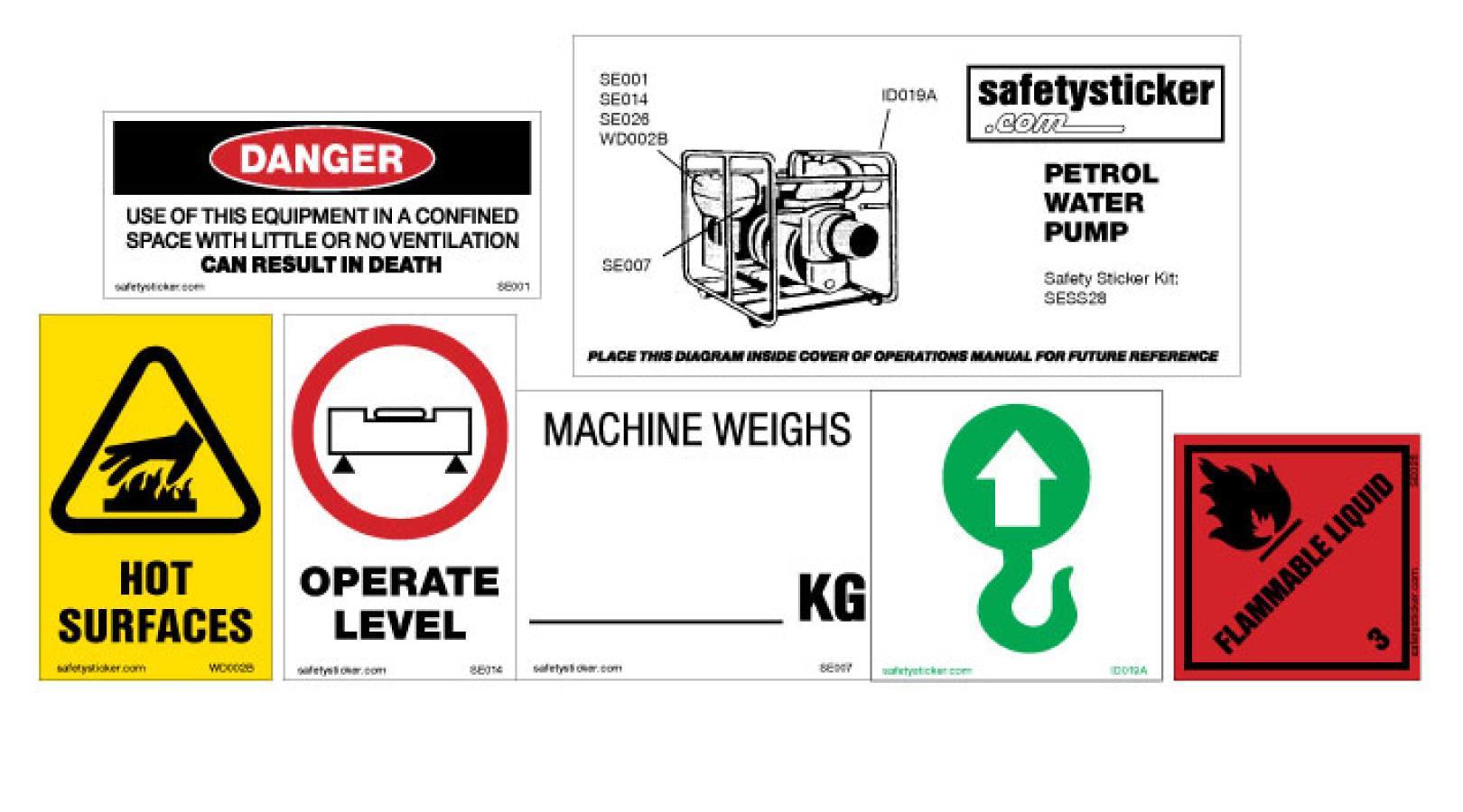 Water Pump Petrol | Safety Stickers | Safety Decals