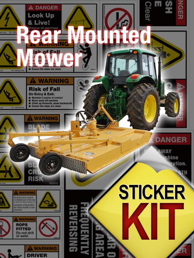 Rear Mounted Mower Safety Sheet | Safety Stickers | Safety Decals