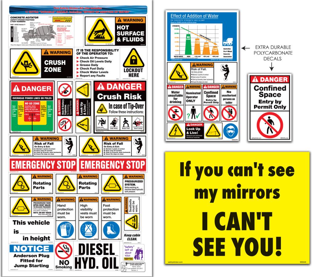 Concrete Agitator Safety Sheet | Safety Stickers | Safety Decals