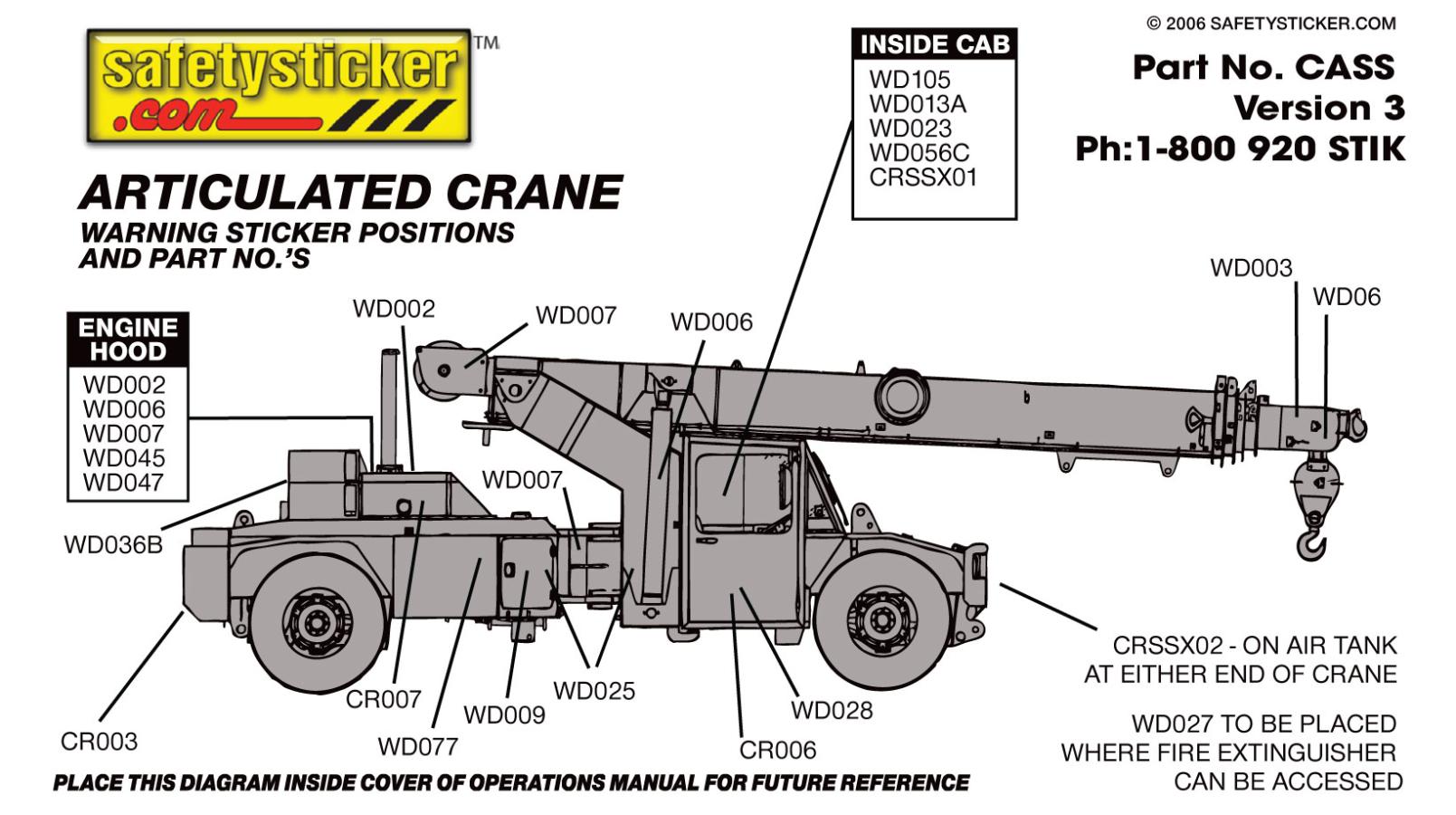 Articulated Crane Safet Sheet | Safety Stickers | Safety Decals