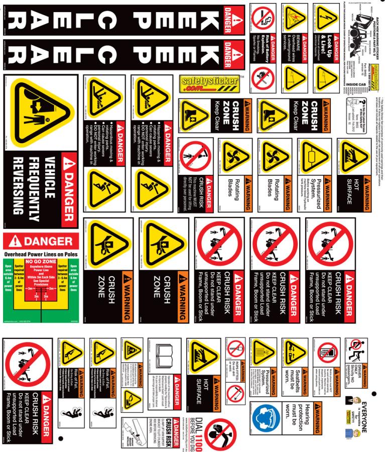 Backhoe Loader Sticker Kit | Safety Stickers | Safety Decals