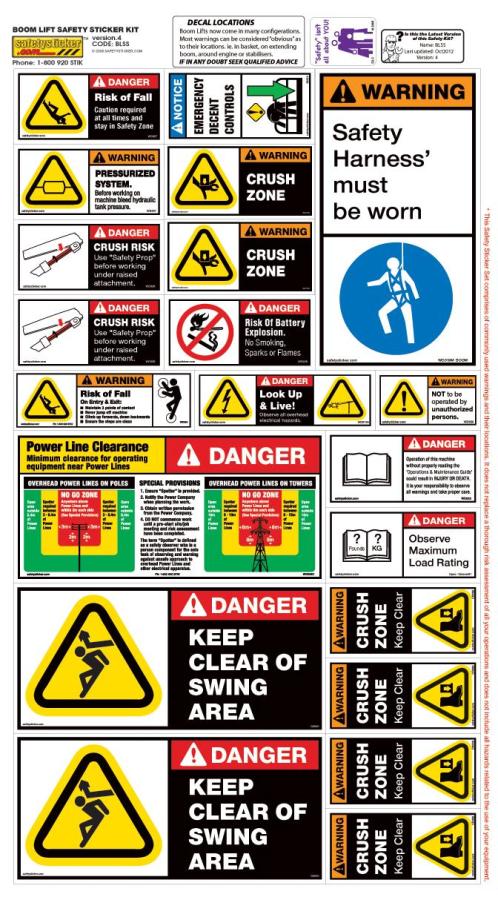Boom Lift Safety Sheet | Safety Stickers | Safety Decals Boom Lift Safety Sheet | Safety Stickers | Safety Decals