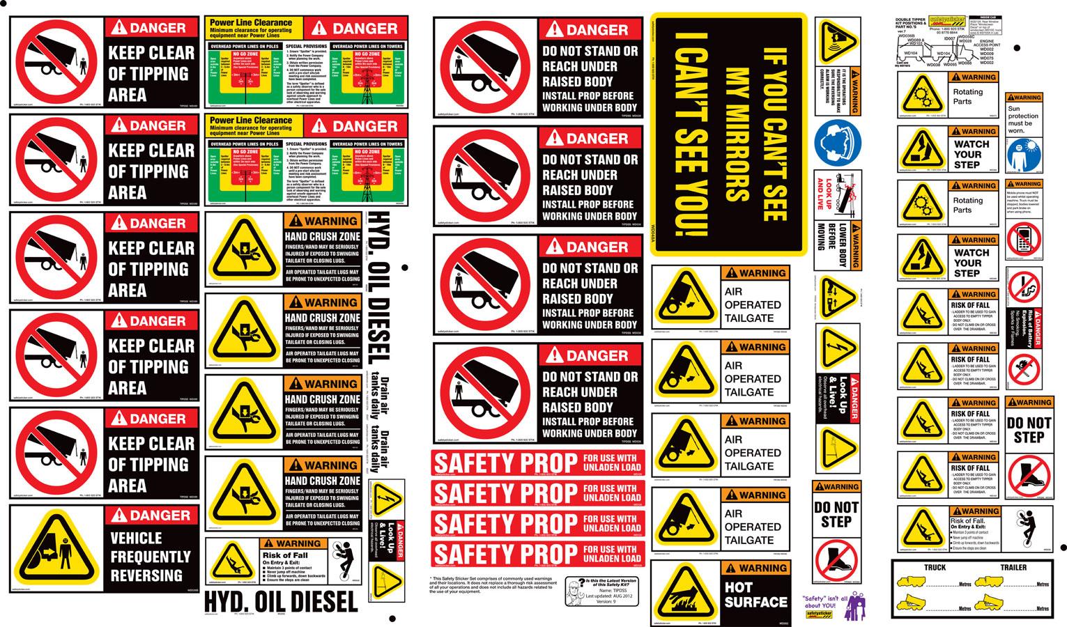 Double Tipper Safety Sheet | Safety Stickers | Safety Decals