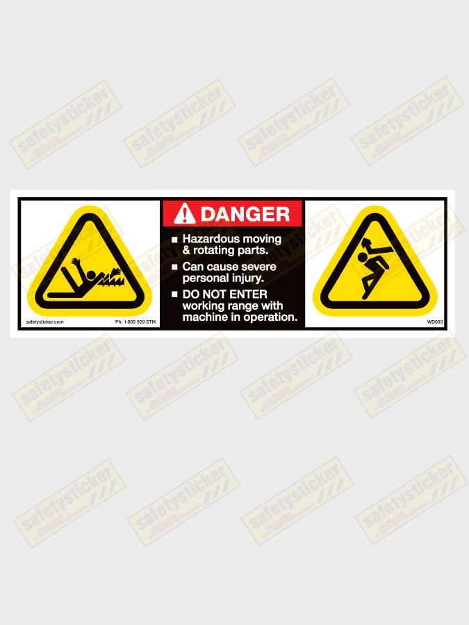 WD003 Warning Hazardous Moving & Rotating Parts | Safety Stickers ...