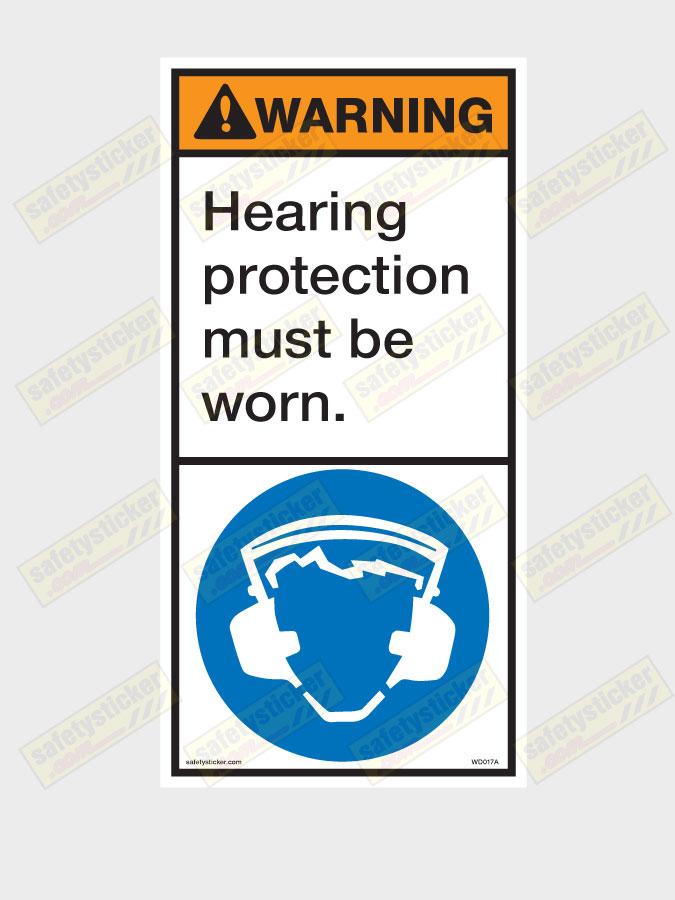 Warning Hearing Protection Must Be Worn (Large) Decal | Safety Stickers ...