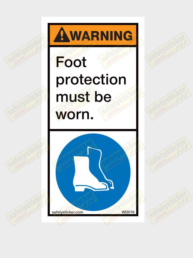 Warning Foot Protection Must Be Worn Decal | Safety Stickers | Safety ...
