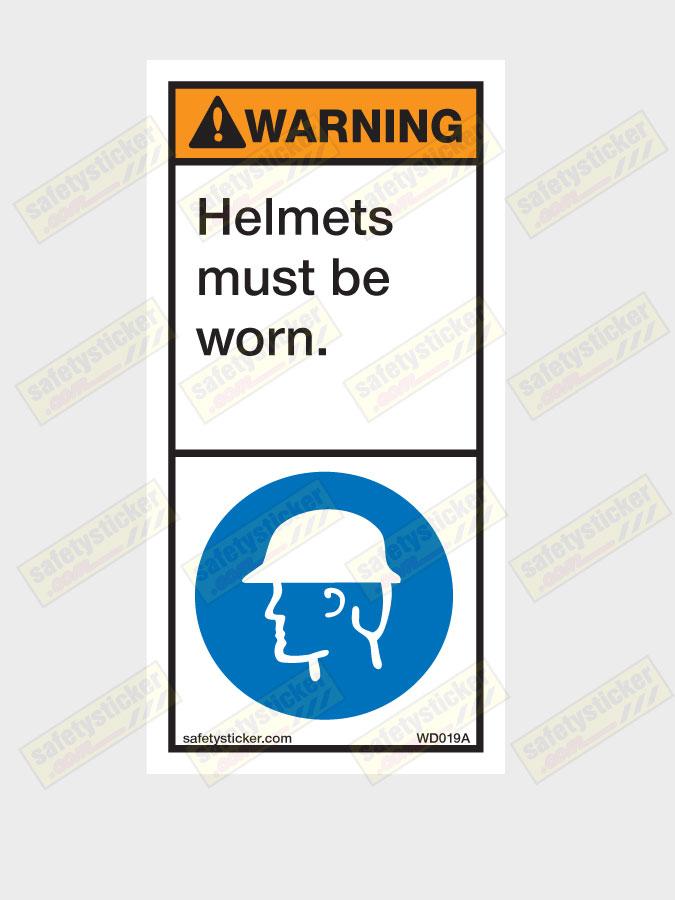 Warning Helmets Must Be Worn (PPE) Decal | Safety Stickers | Safety Decals