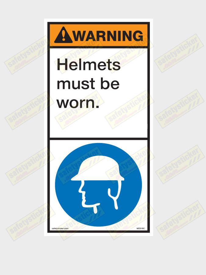 Warning Helmets Must Be Worn (PPE) Large Decal | Safety Stickers ...
