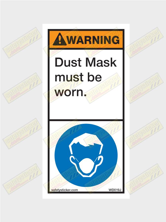 Warning Dust Mask Must Be Worn (PPE) Decal | Safety Stickers | Safety ...