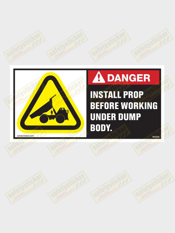 Warning Install Prop Before Working Decal | Safety Stickers | Safety Decals