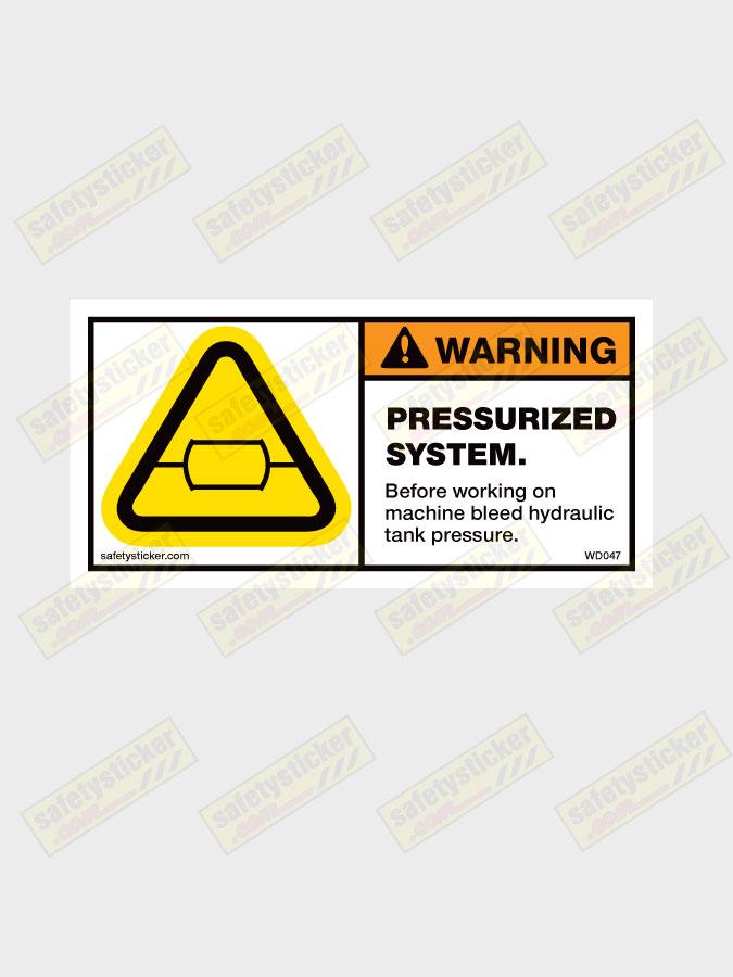 Warning Pressurised System Bleed Hydraulic System Decal | Safety ...