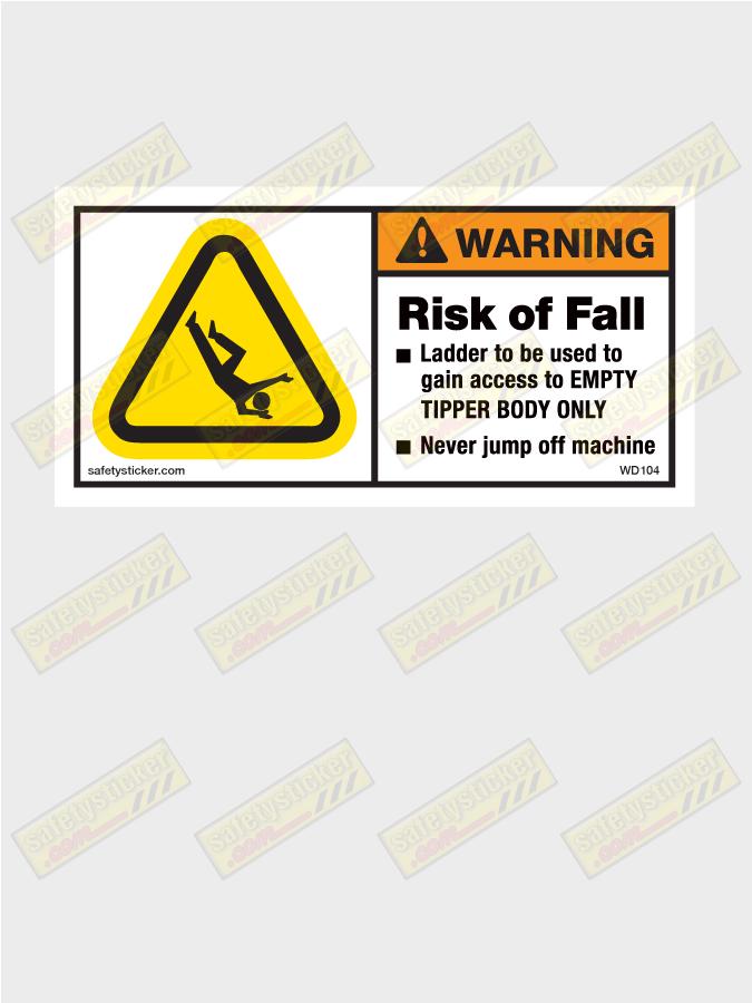 Warning Risk Of Fall Decal | Safety Stickers | Safety Decals Warning Risk Of Fall Decal | Safety Stickers | Safety Decals