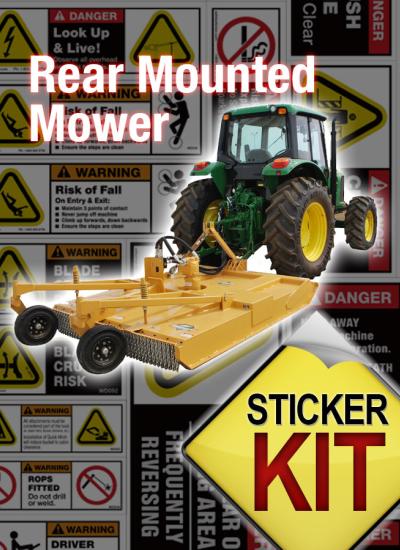 Rear Mounted Mower Safety Sheet | Safety Stickers | Safety Decals