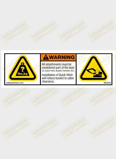 Warning Attachments Must Be Considered Decal | Safety Stickers | Safety ...