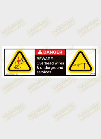 Warning Beware Overhead Wires Decal | Safety Stickers | Safety Decals