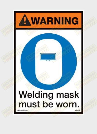 Warning Welding Mask Must Be Worn (PPE) Decal | Safety Stickers ...