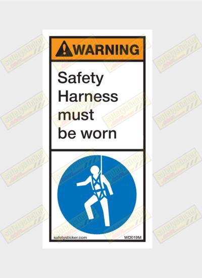 Warning Safety Harness Must Be Worn (PPE) Decal | Safety Stickers ...