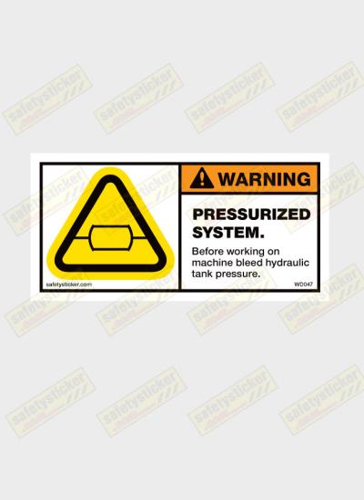 Warning Pressurised System Bleed Hydraulic System Decal | Safety ...