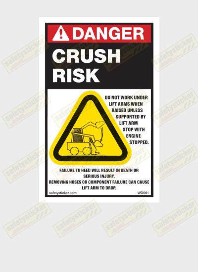 Warning Crush Risk - Lift Arms When Raised Decal | Safety Stickers ...