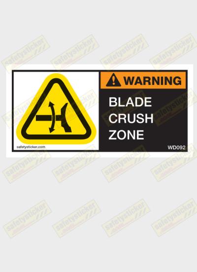 Warning Blade Crush Zone Decal | Safety Stickers | Safety Decals
