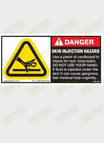 Warning Skin Injection Hazard Decal | Safety Stickers | Safety Decals